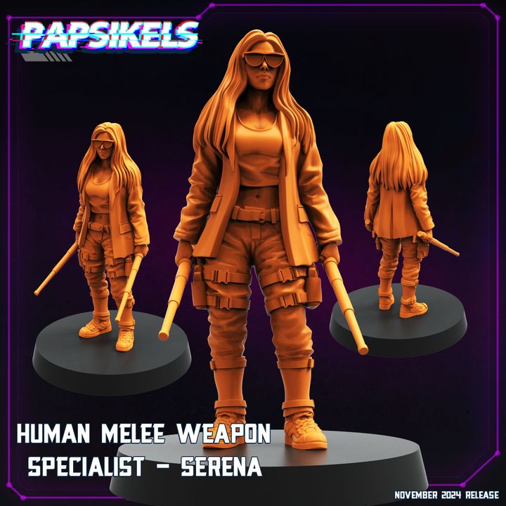 3D Printable HUMAN MELEE WEAPON SPECIALIST SERENA by PAPSIKELS MINIATURES