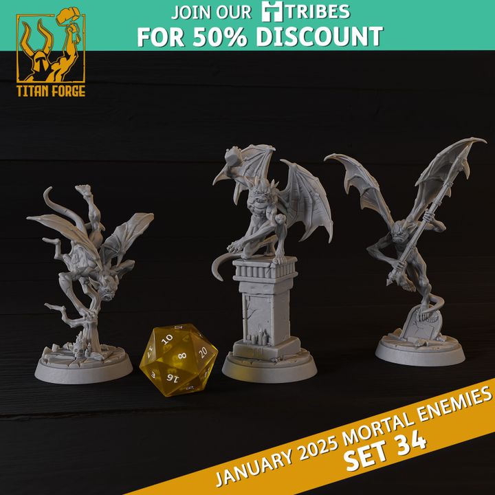 3D Printable Gargoyles - Monsters DnD 5e - Mortal Enemies Set 34 by ...