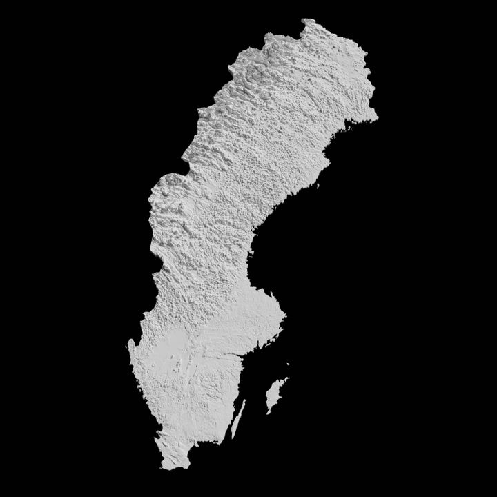 3D Printable Sweden Country Topographic Map - 3D Terrain Elevation ...