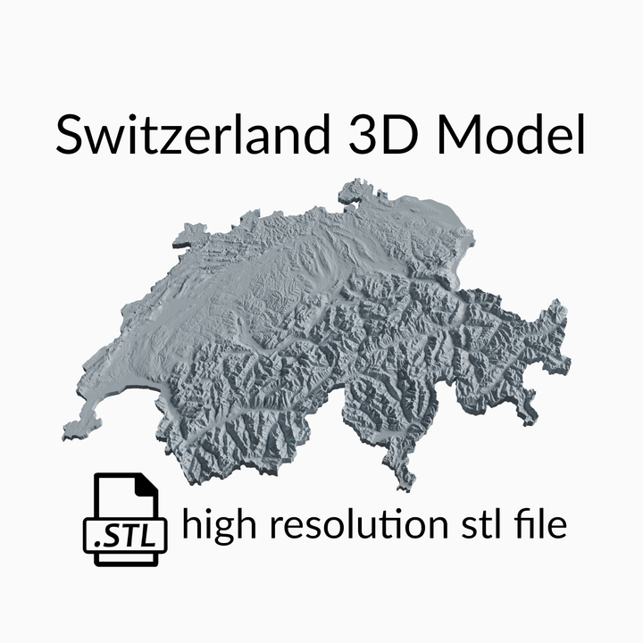 3D Printable Switzerland Country Topographic Map - 3D Terrain Elevation ...