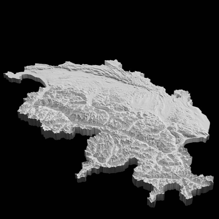 3D Printable Switzerland Country Topographic Map - 3D Terrain Elevation ...