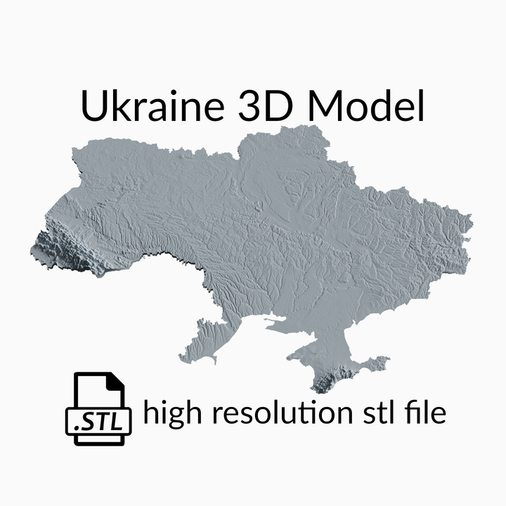 3D Printable Ukraine Country Topographic Map - 3D Terrain Elevation ...