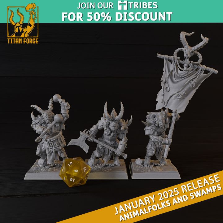 3D Printable Goatman Warriors - Animalfolks and Swamps - Titan Forge ...