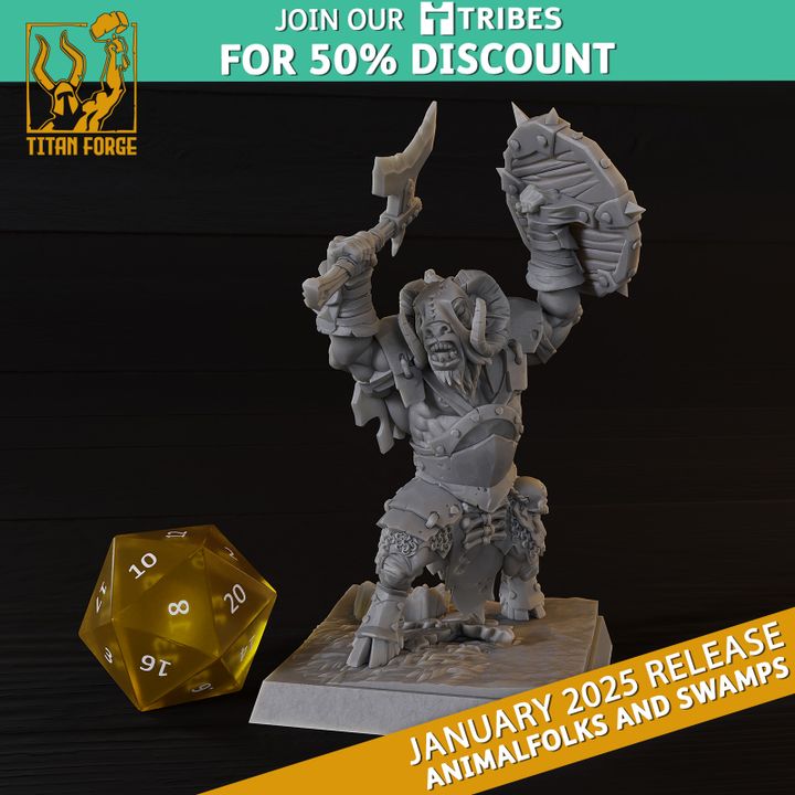 3D Printable Goatman Warriors - Animalfolks and Swamps - Titan Forge ...