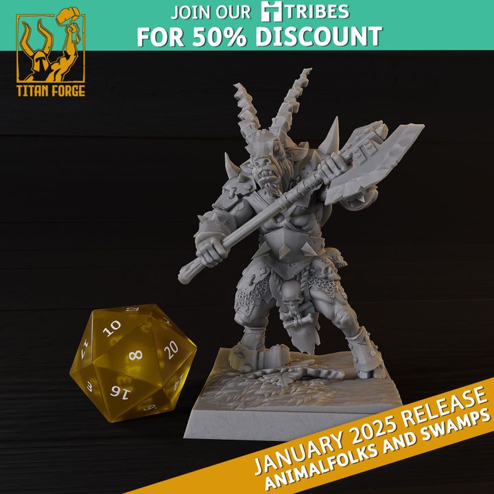 3D Printable Goatman Warriors with Great Weapons - Animalfolks and ...