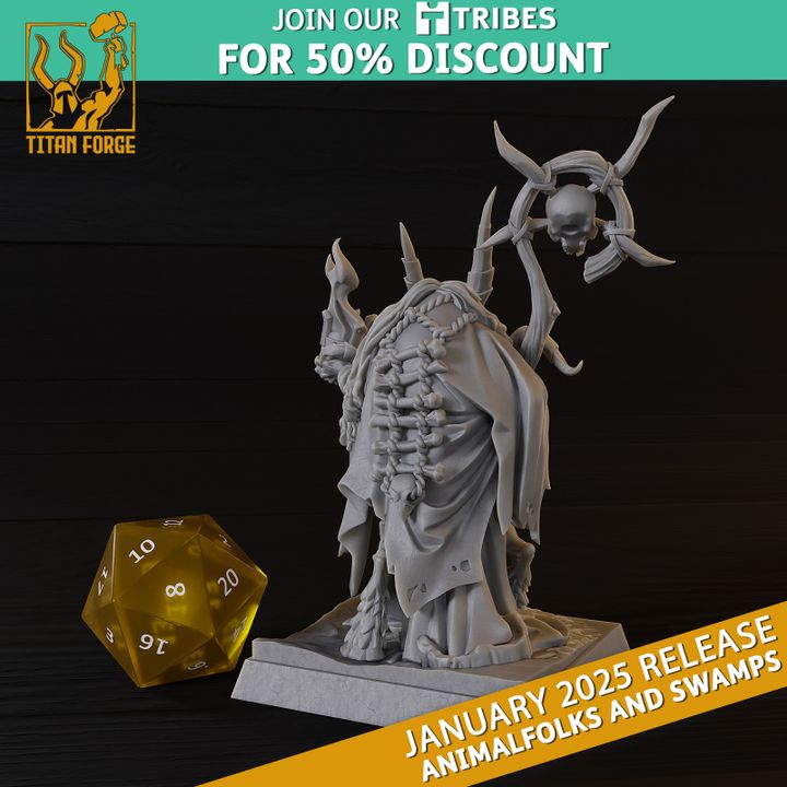 3D Printable Goatman Shaman - Animalfolks and Swamps - Titan Forge ...