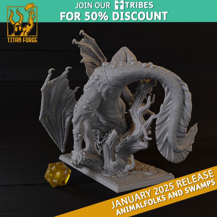 3D Printable Swamp Dragon - Animalfolks and Swamps - Titan Forge ...