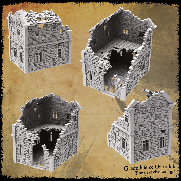 3D Printable Grimdale - Modular building set by 3Dlayeredscenery