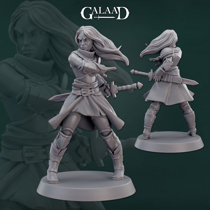 3D Printable Female sword fighter by Galaad Miniatures