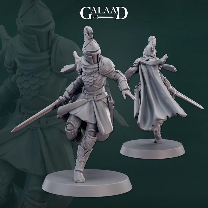 3D Printable Female knight sword fighter 02 by Galaad Miniatures