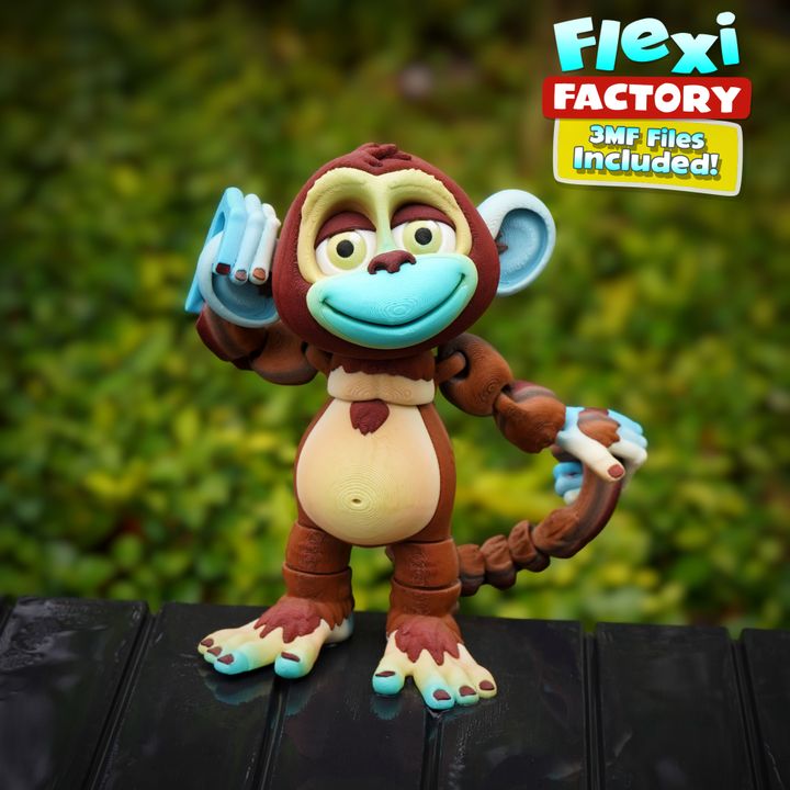 3D Printable Flexi Factory Monkey, Banana and Tree with 3MF Files ...