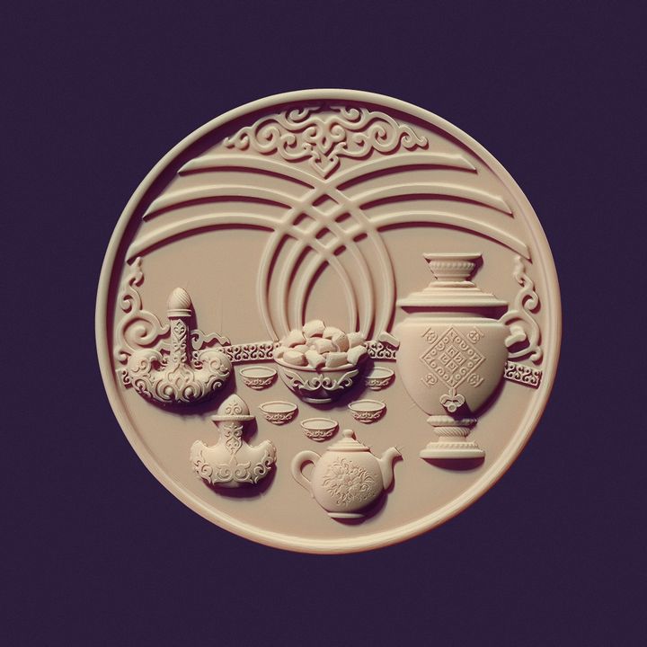 3D Printable Kazakh yurt and dastarkhan panels by Viktoriya Kabanova