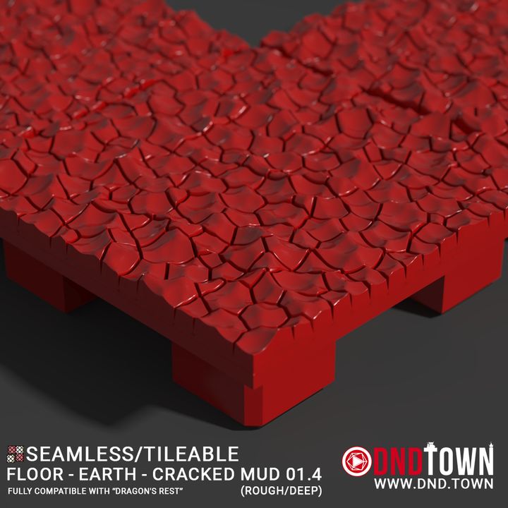 3D Printable Floor - Earth - Cracked Mud 1.4 (ROUGH/DEEP) - 3D Modular ...