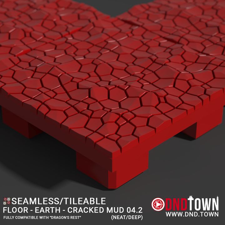 3D Printable Floor - Earth - Cracked Mud 4.2 (NEAT/DEEP) - 3D Modular ...