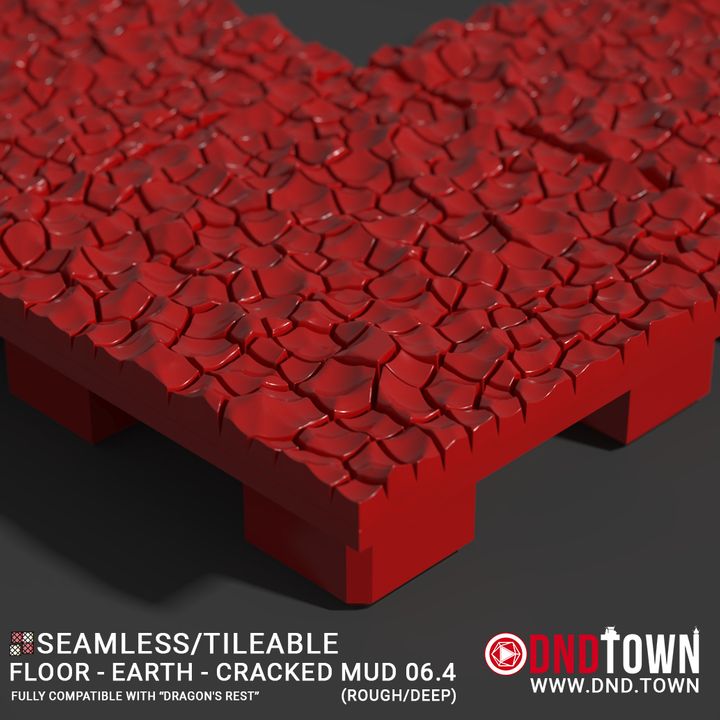 3D Printable Floor - Earth - Cracked Mud 6.4 (ROUGH/DEEP) - 3D Modular ...