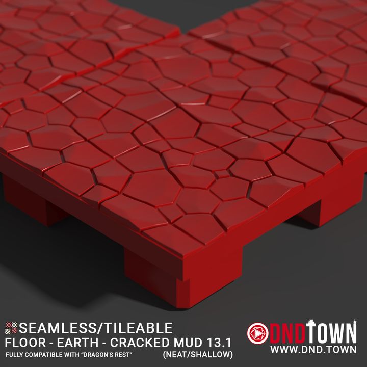 3D Printable Floor - Earth - Cracked Mud 13.1 (NEAT/SHALLOW) - 3D ...