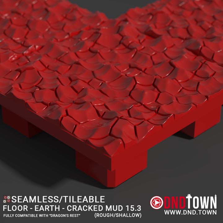 3D Printable Floor - Earth - Cracked Mud 15.3 (ROUGH/SHALLOW) - 3D ...