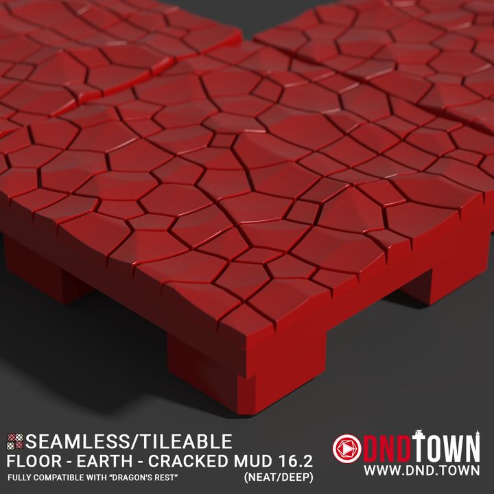 3D Printable Floor - Earth - Cracked Mud 16.2 (NEAT/DEEP) - 3D Modular ...