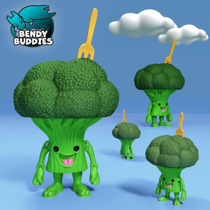 3D Printable Broculus Cute Broccoli V1 / Vegetable Articulated / Print ...