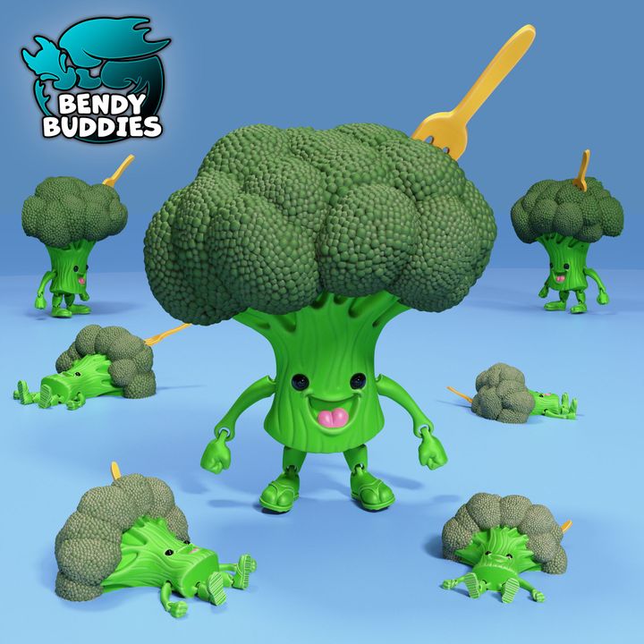 3D Printable Broculus Cute Broccoli V2 / Vegetable Articulated / Print ...