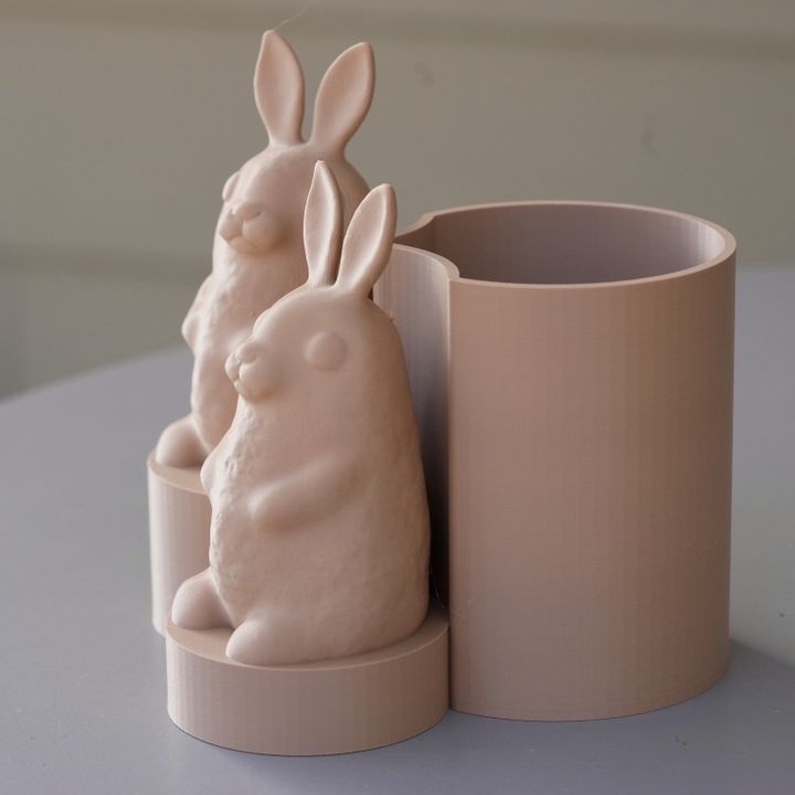 3D Printable Rabbit pen holder by Philippe Barreaud