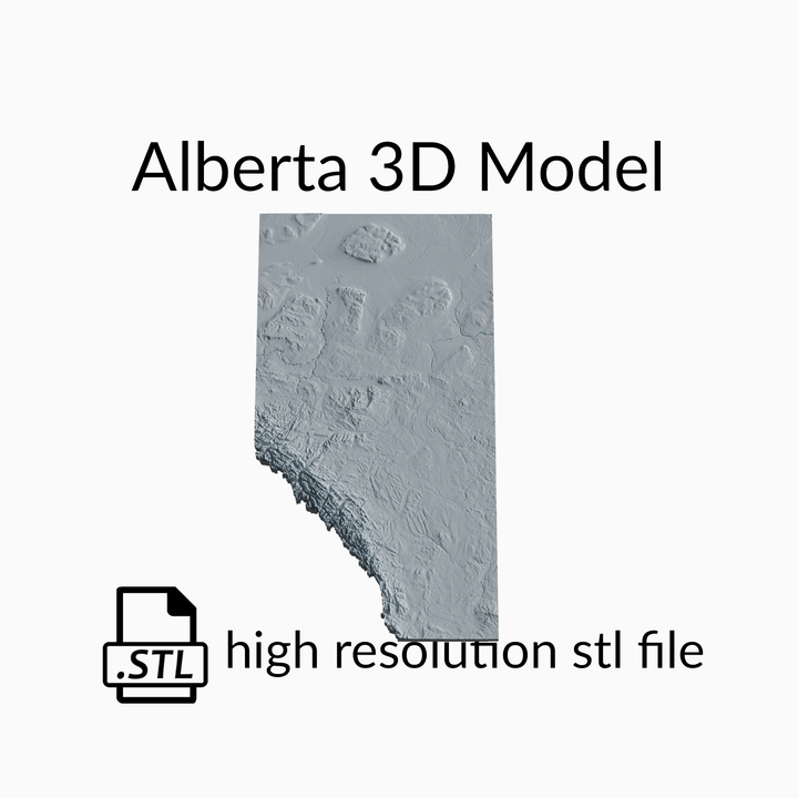 3D Printable Canada Province of Alberta Topographic Map - 3D Terrain Elevation - Relief Map ...