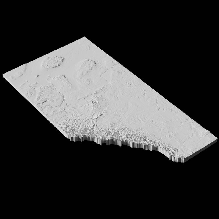 3D Printable Canada Province of Alberta Topographic Map - 3D Terrain Elevation - Relief Map ...