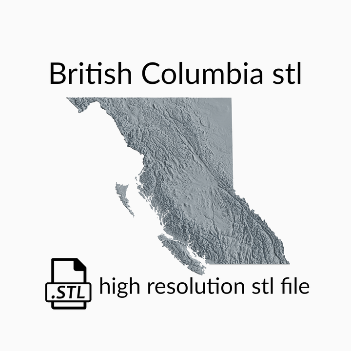3D Printable Canada Province of British Columbia Topographic Map - 3D ...