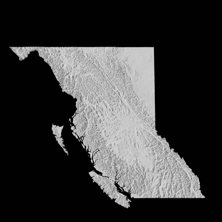3D Printable Canada Province of British Columbia Topographic Map - 3D ...