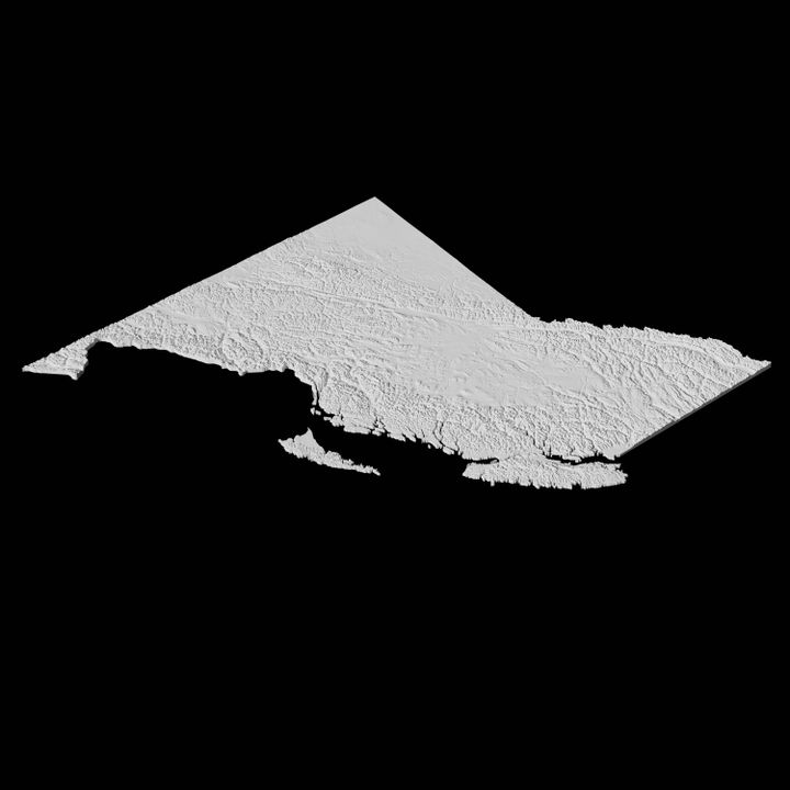 3D Printable Canada Province of British Columbia Topographic Map - 3D ...