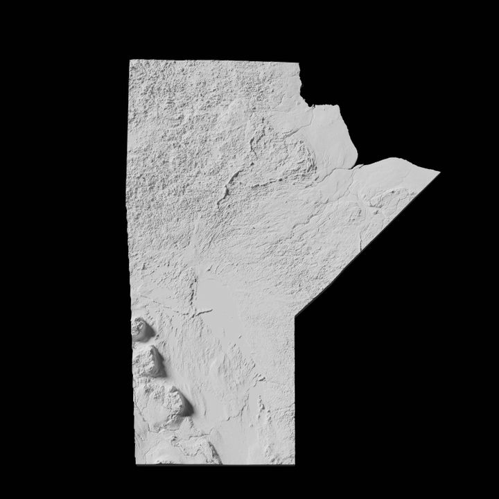 3D Printable Canada Province of Manitoba Topographic Map - 3D Terrain Elevation - Relief Map ...