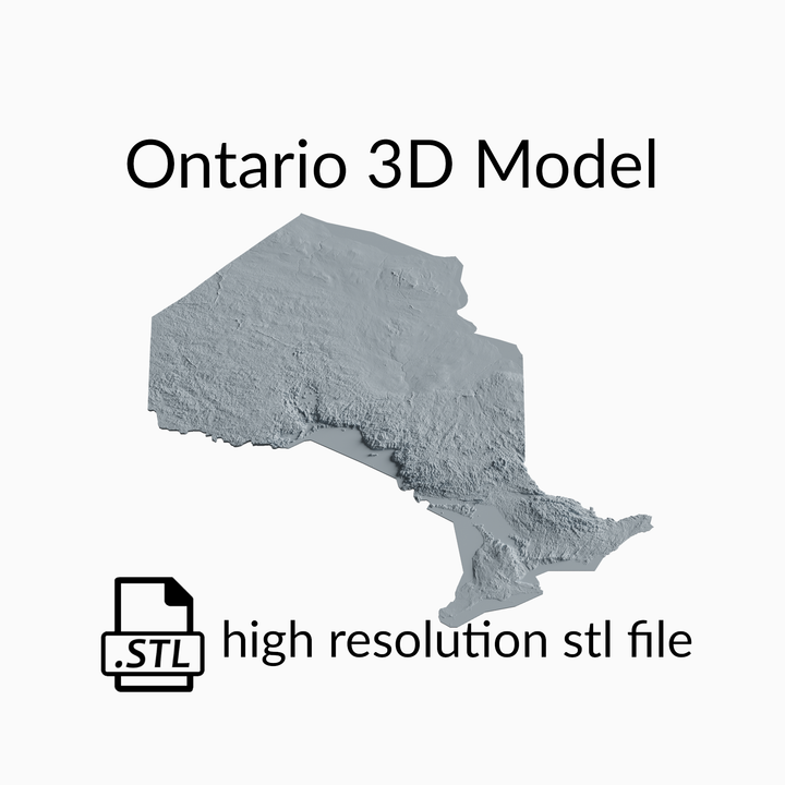 3D Printable Canada Province of Ontario Topographic Map - 3D Terrain Elevation - Relief Map ...