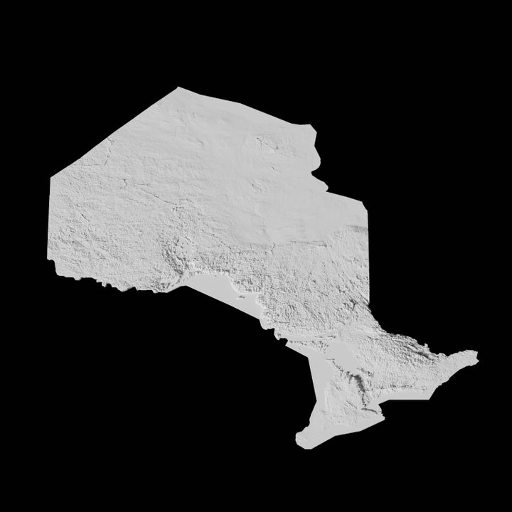3D Printable Canada Province of Ontario Topographic Map - 3D Terrain Elevation - Relief Map ...