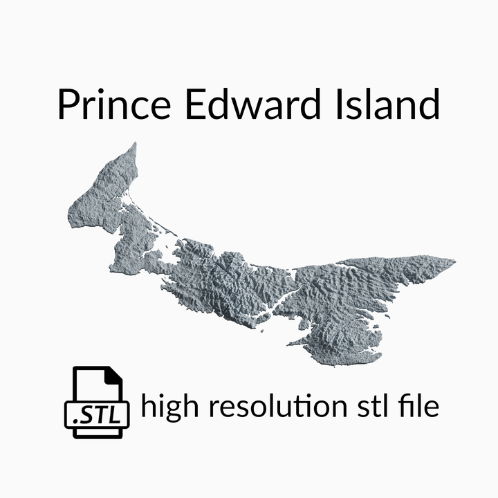 3D Printable Canada Province of Prince Edward Island Topographic Map - 3D Terrain Elevation ...