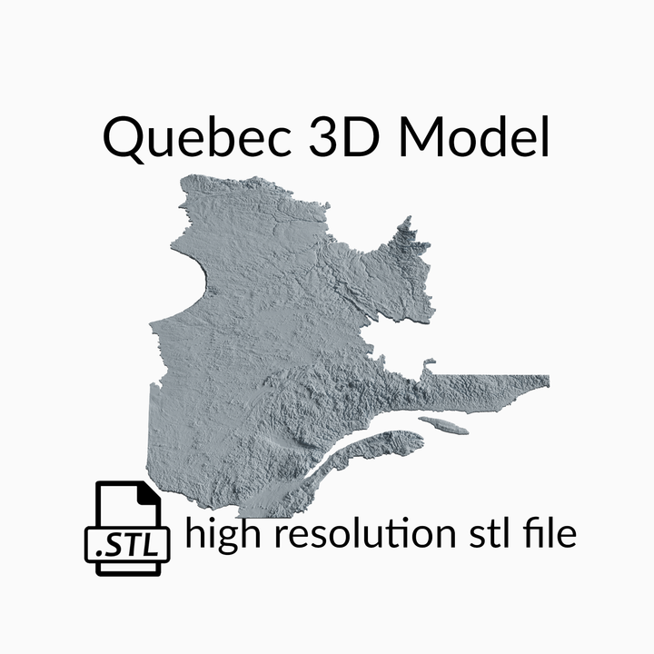 3D Printable Canada Province of Quebec Topographic Map - 3D Terrain ...
