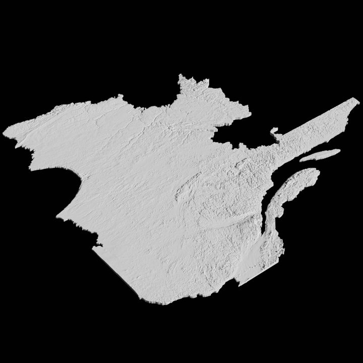 3D Printable Canada Province of Quebec Topographic Map - 3D Terrain ...