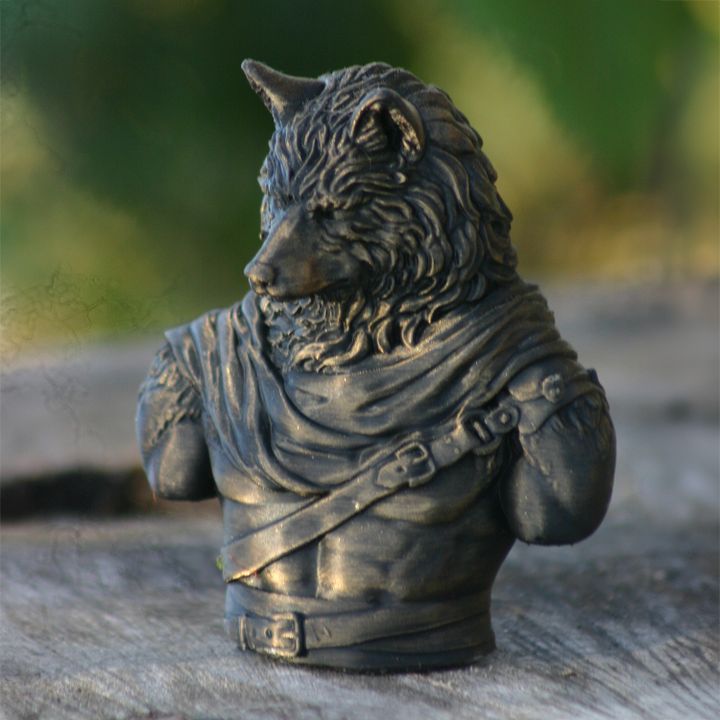 3D Print of Abarin - Wolf Anthro Bust by TeethClawsandFurryPaws