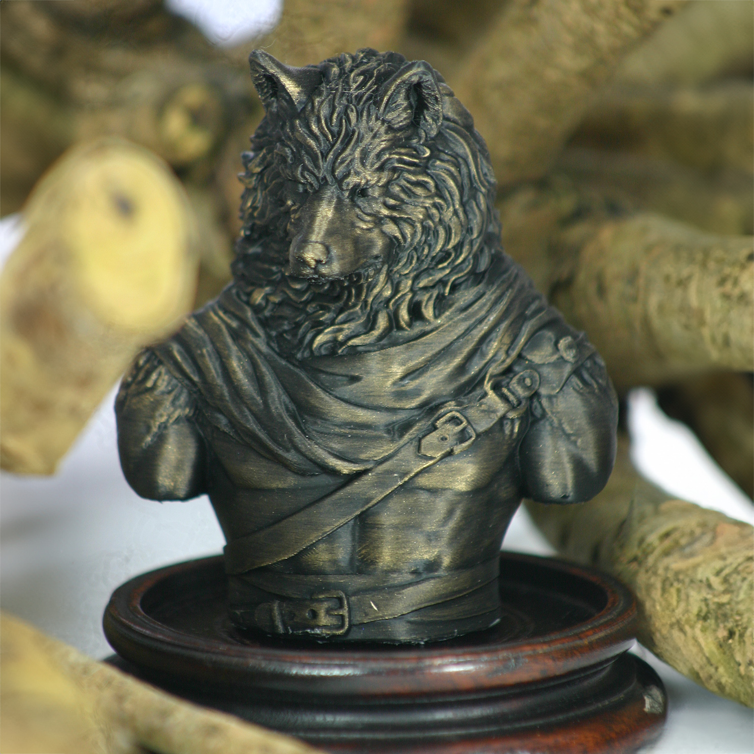 3D Printable Abarin - Wolf Anthro Bust by TeethPaws