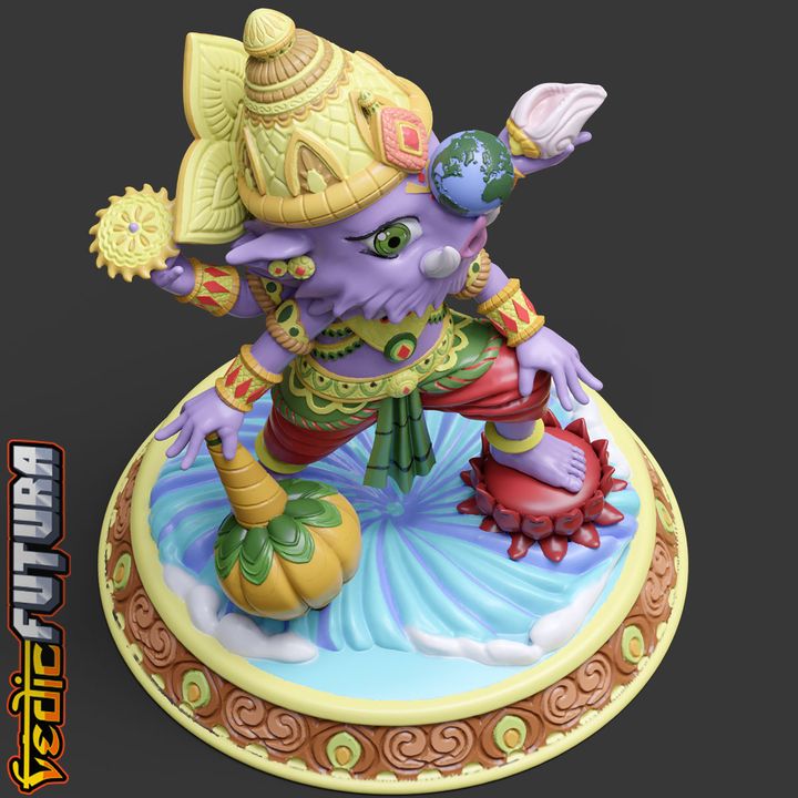 3D Printable Chibi Varaha - Carrying the Earth by VedicFutura