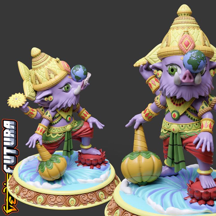 3D Printable Chibi Varaha - Carrying the Earth by VedicFutura