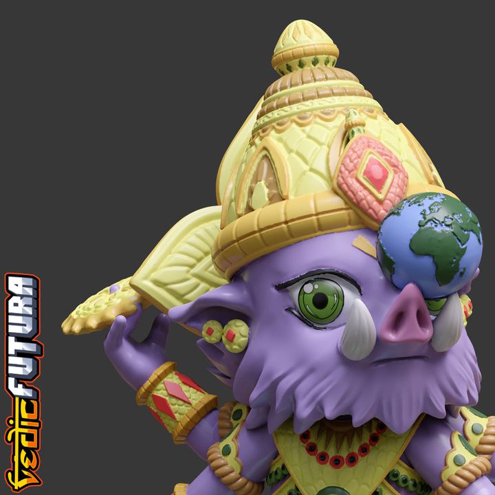 3D Printable Chibi Varaha - Carrying the Earth by VedicFutura