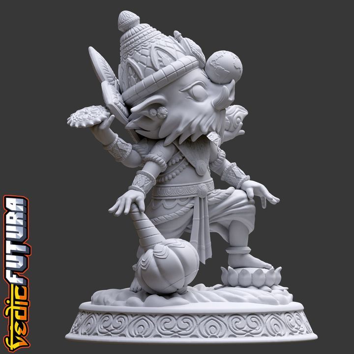 3D Printable Chibi Varaha - Carrying the Earth by VedicFutura