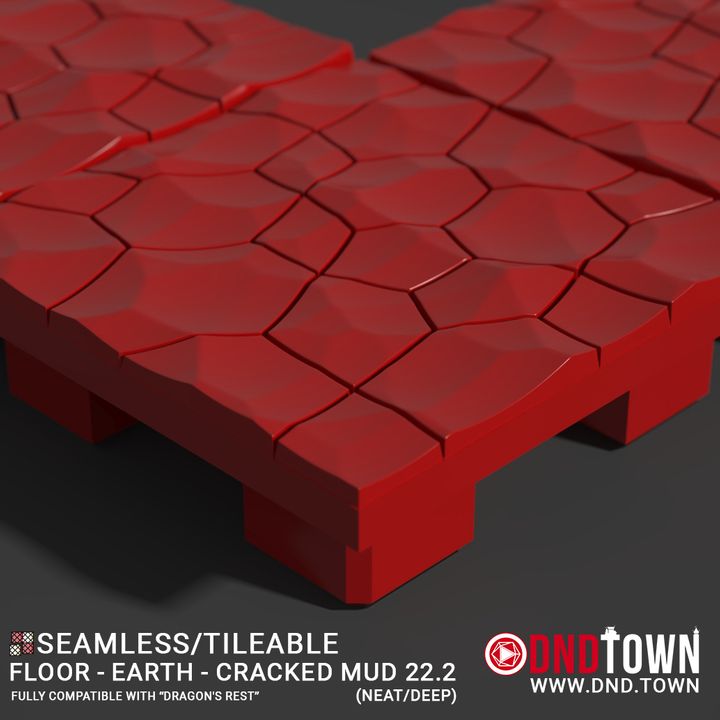 3D Printable Floor - Earth - Cracked Mud 22.2 (NEAT/DEEP) - 3D Modular ...