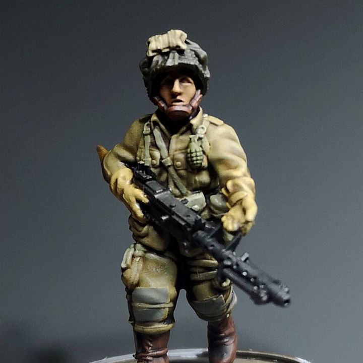 3D Printable WW2 28mm US AIRBORNE LMG TEAM 1 by Colonel Muller