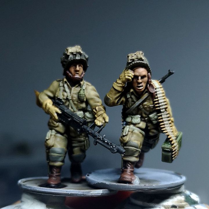 3D Printable WW2 28mm US AIRBORNE LMG TEAM 1 by Colonel Muller