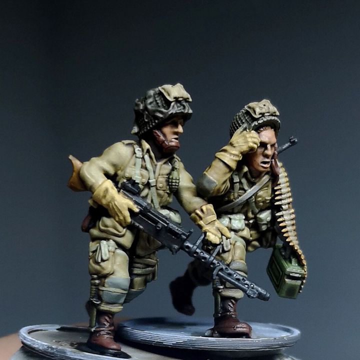 3D Printable WW2 28mm US AIRBORNE LMG TEAM 1 by Colonel Muller