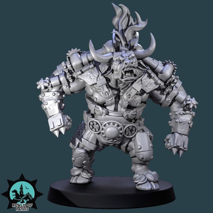 3D Printable Minotaur - Mechanic by Realm of Paths
