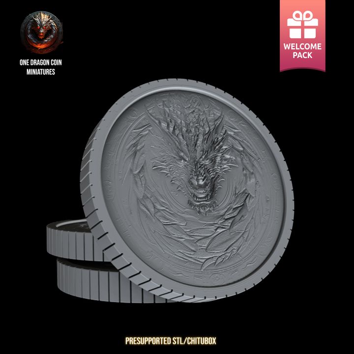 3D Printable Dragon Coin - Token by One Dragon Coin Miniatures