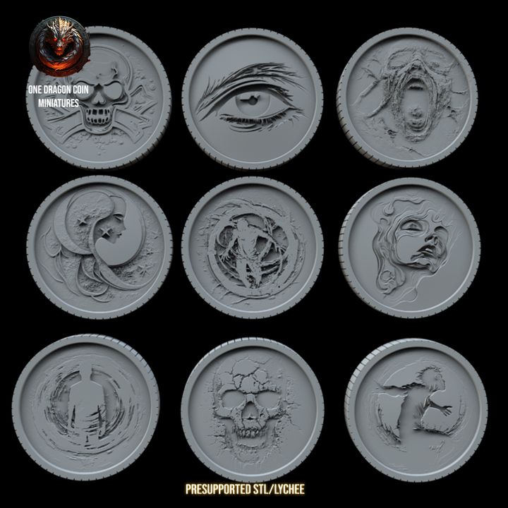 3D Printable 15 D&D Conditions, Token - Coins by Spirit of Resin Miniatures
