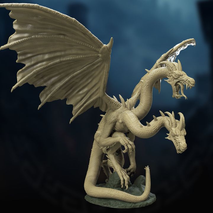 3D Printable Two Headed Dragon by Crippled God Foundry